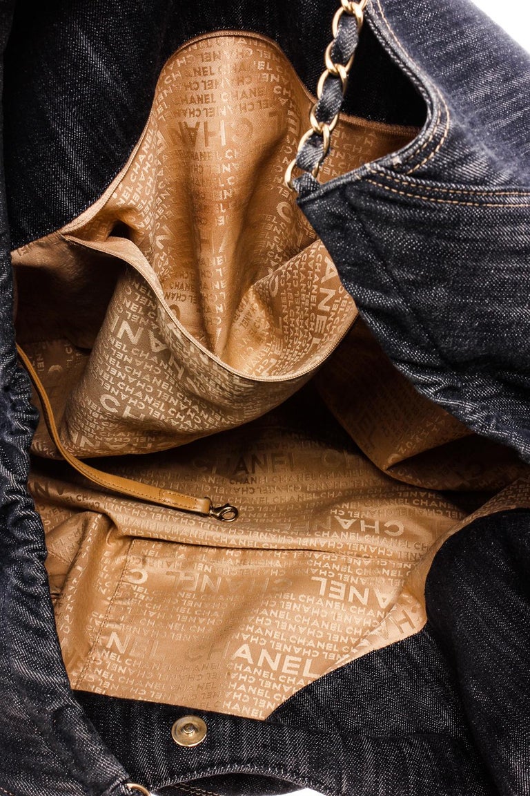 Chanel Dark Blue Denim Coco Cabas XL Tote Bag at 1stDibs