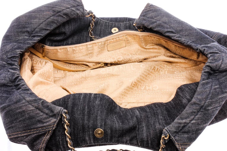 Chanel Dark Blue Denim Coco Cabas XL Tote Bag at 1stDibs