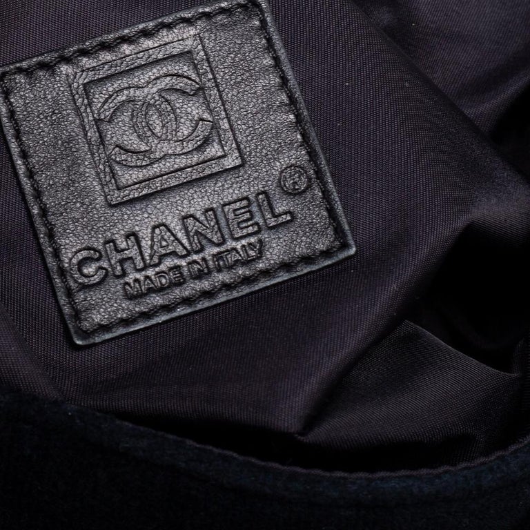 Chanel Dark Blue Terry Cloth And Perforated PVC CC Shoulder Bag at 1stDibs