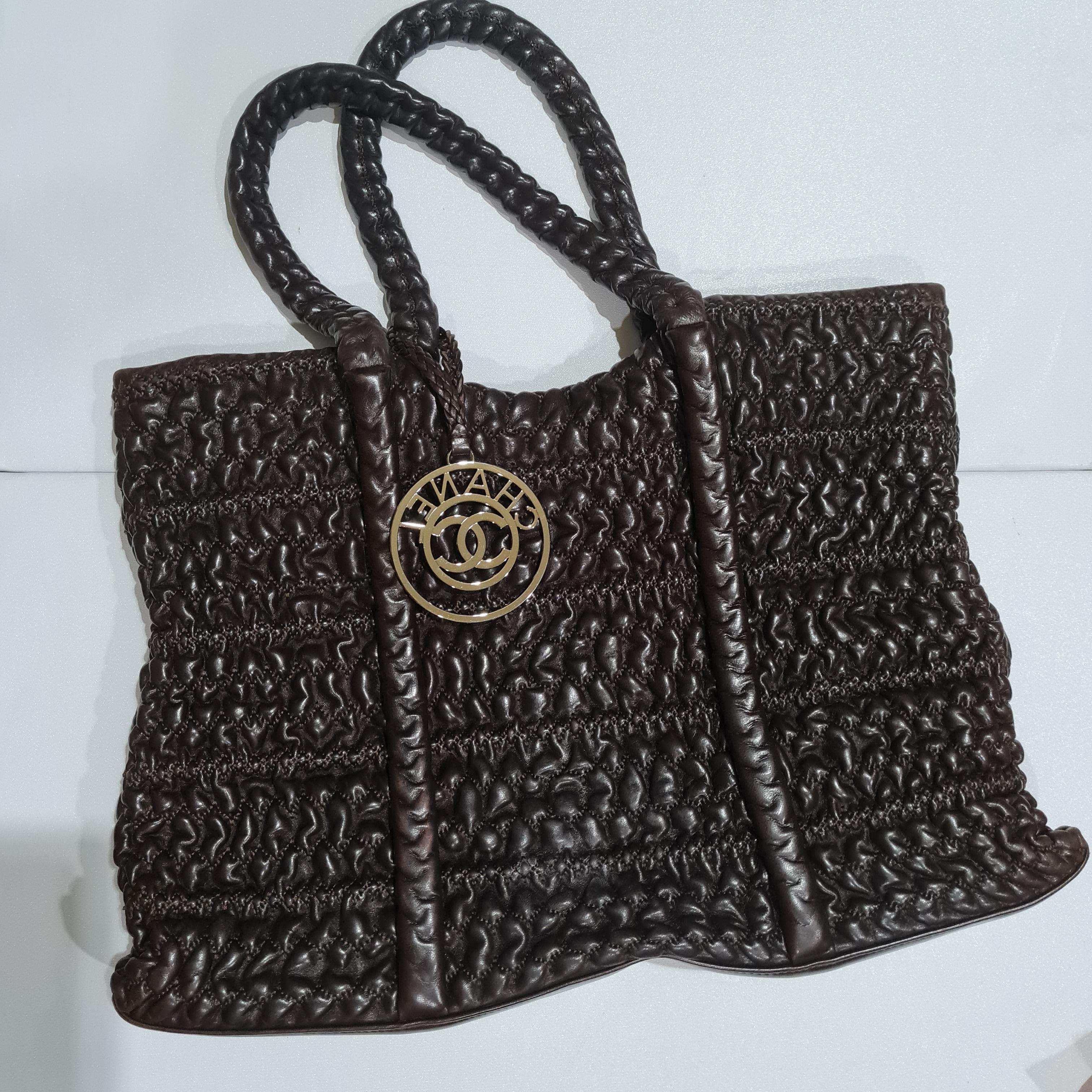 Chanel Dark Brown Crochet Tote Bag For Sale at 1stDibs | chanel ...