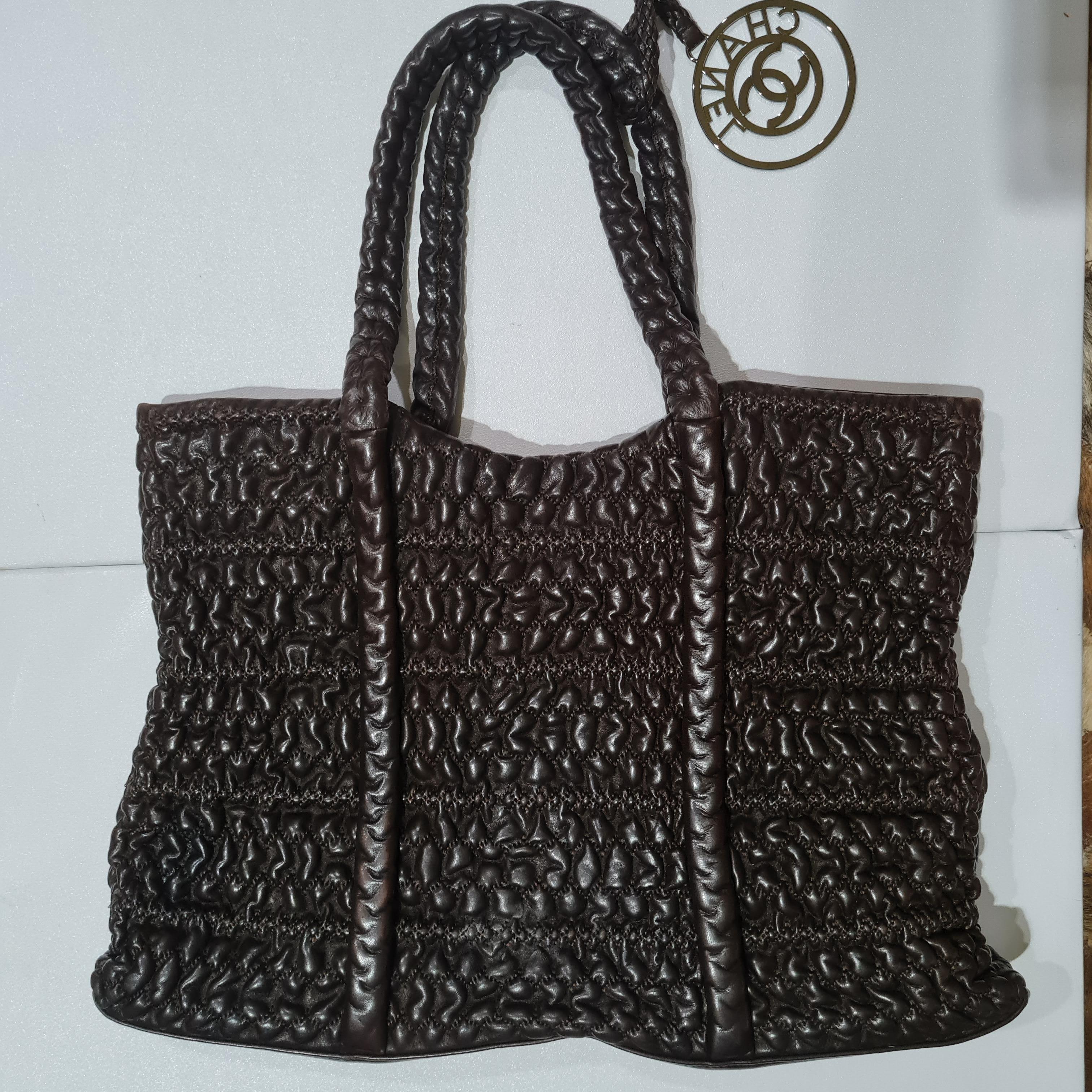 Chanel Dark Brown Crochet Tote Bag For Sale at 1stDibs | chanel ...