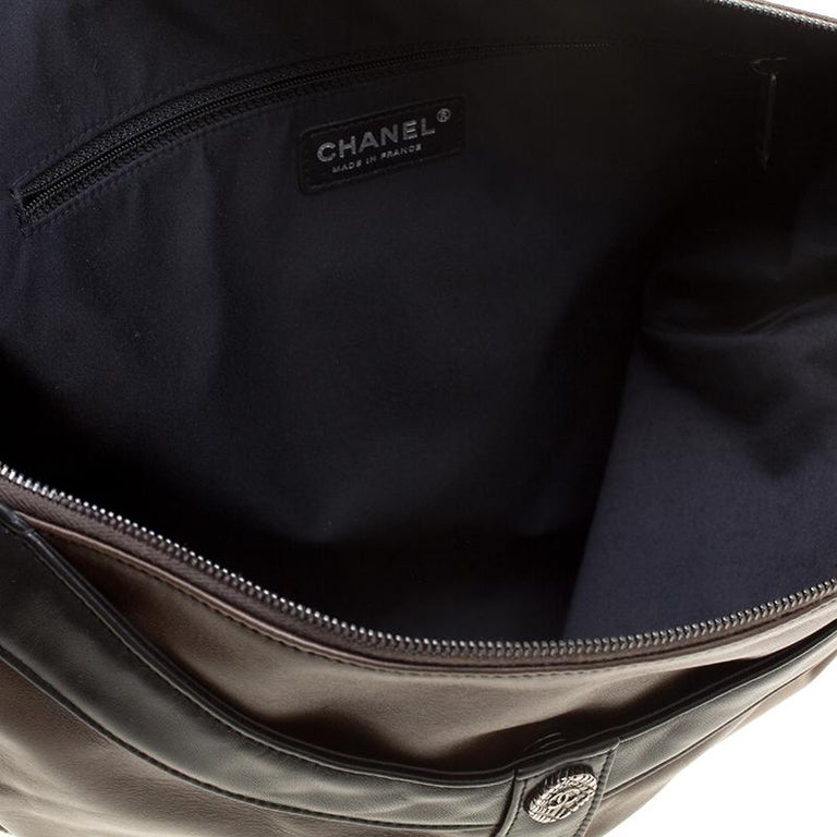 Chanel Dark Brown Leather Large Girl Chanel Bag For Sale at 1stDibs
