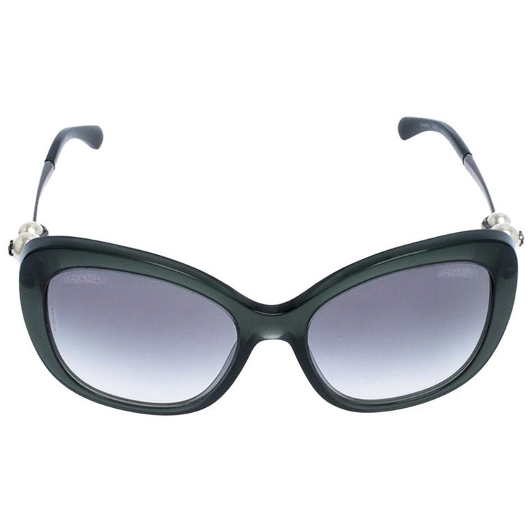 Chanel Dark Green/Black Gradient 5339-H Pearl Square Sunglasses For ...