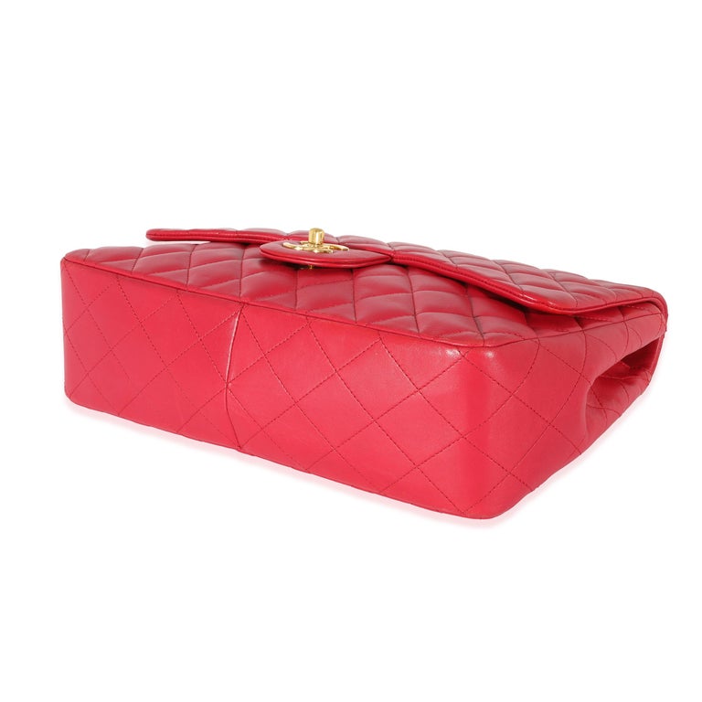 Chanel Dark Pink Lambskin Jumbo Single Flap Bag For Sale at 1stDibs