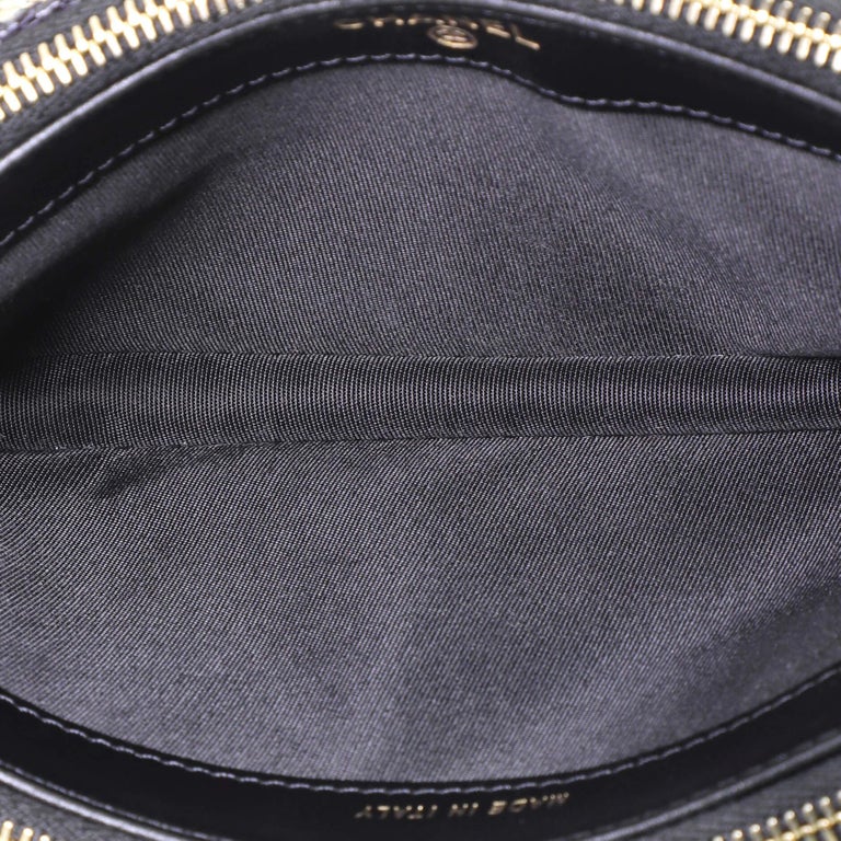 Chanel Deauville Double Zip Clutch with Chain Raffia For Sale at 1stDibs