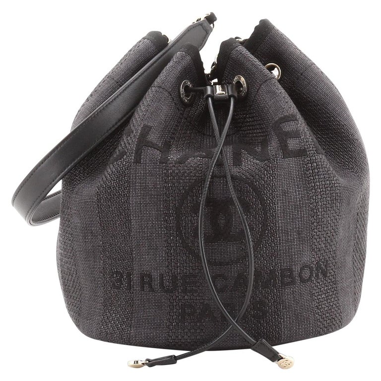 Chanel Deauville Drawstring Bucket Bag Raffia Medium at 1stDibs