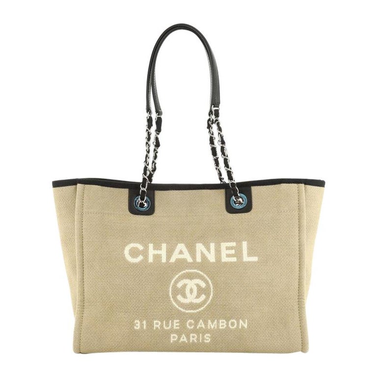 Chanel Deauville Tote Canvas Small at 1stDibs