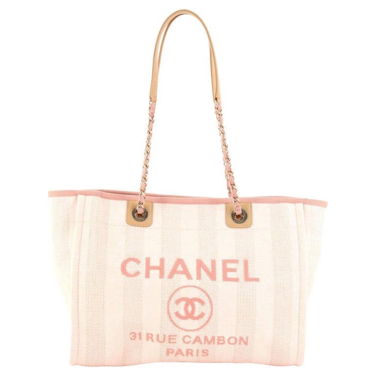 Chanel Deauville Tote Striped Raffia Small For Sale at 1stDibs