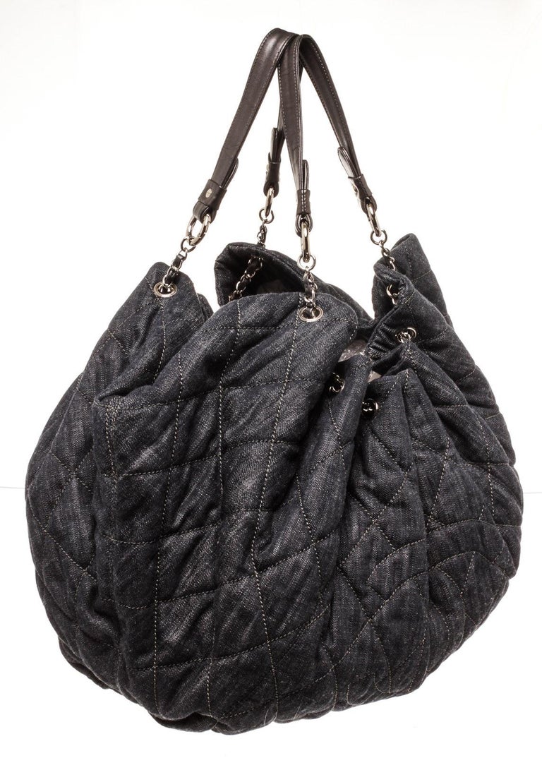 Chanel Denim Coco Cabas Chain Hobo Bag For Sale at 1stDibs