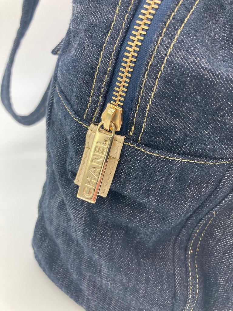 Chanel Denim Double Pocket Tote For Sale at 1stDibs
