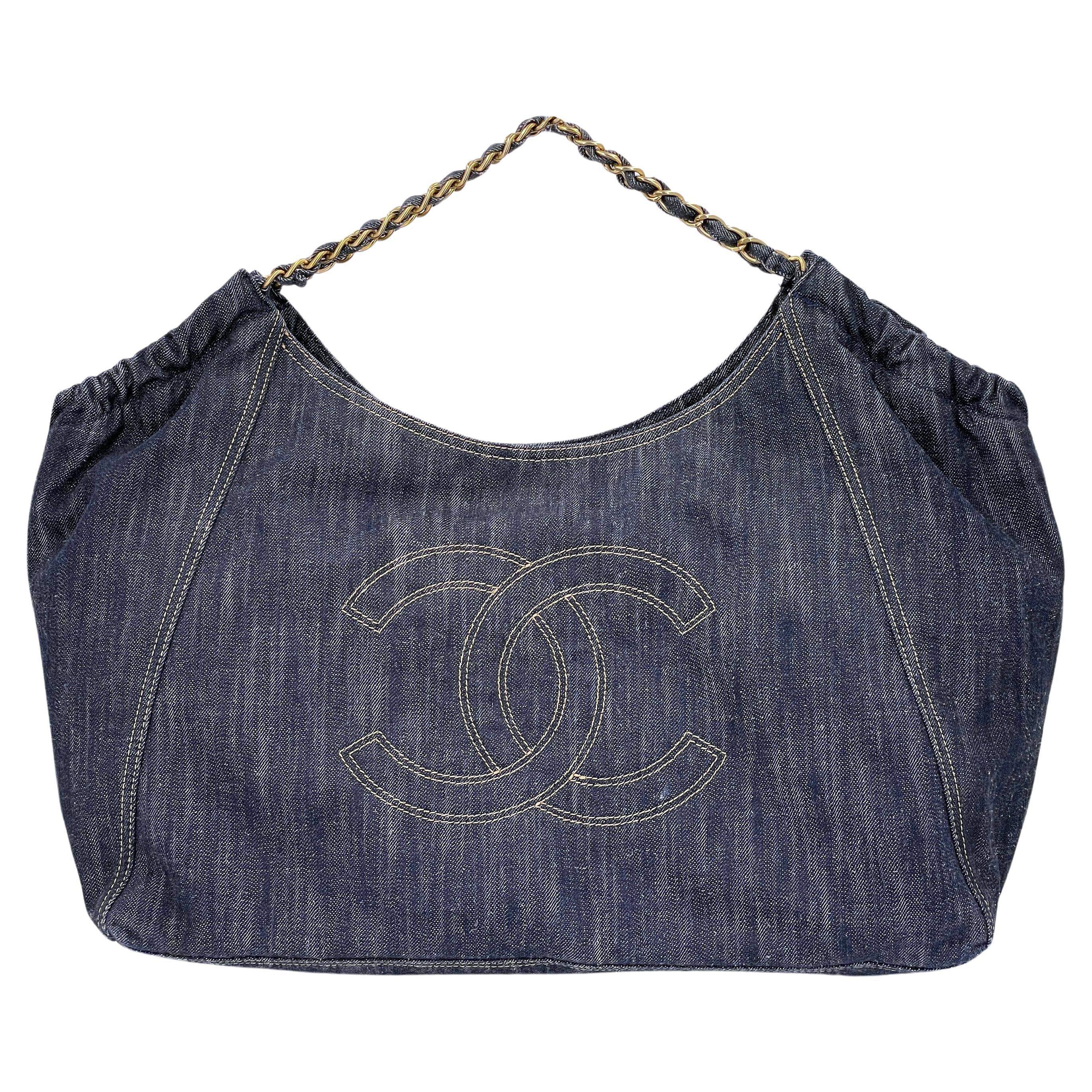 Chanel Denim Large Coco Cabas Tote Bag GHW 67149 For Sale at 1stDibs