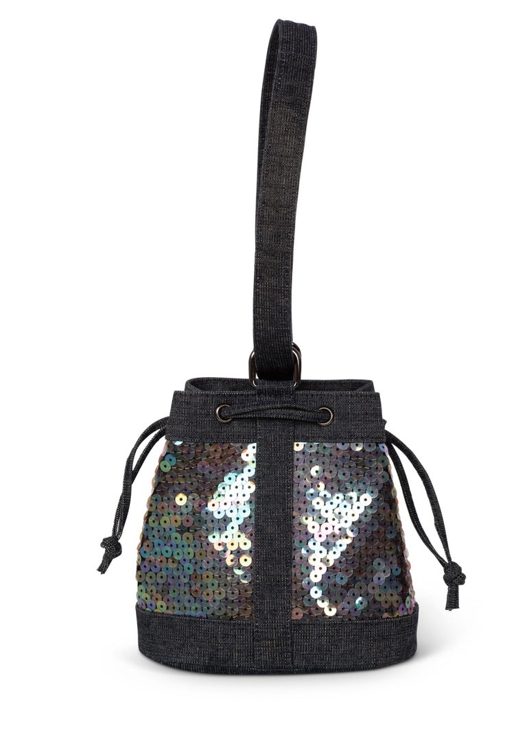 Chanel Denim Sequin Mini Bucket Bag at 1stDibs