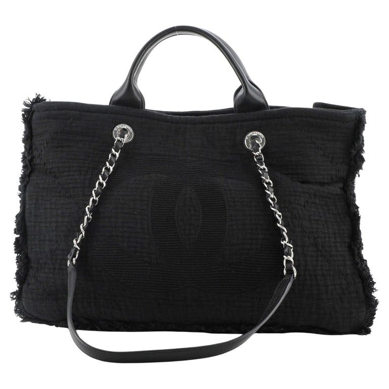 Chanel Double Face Deauville Tote Fringe Quilted Canvas Medium at 1stDibs