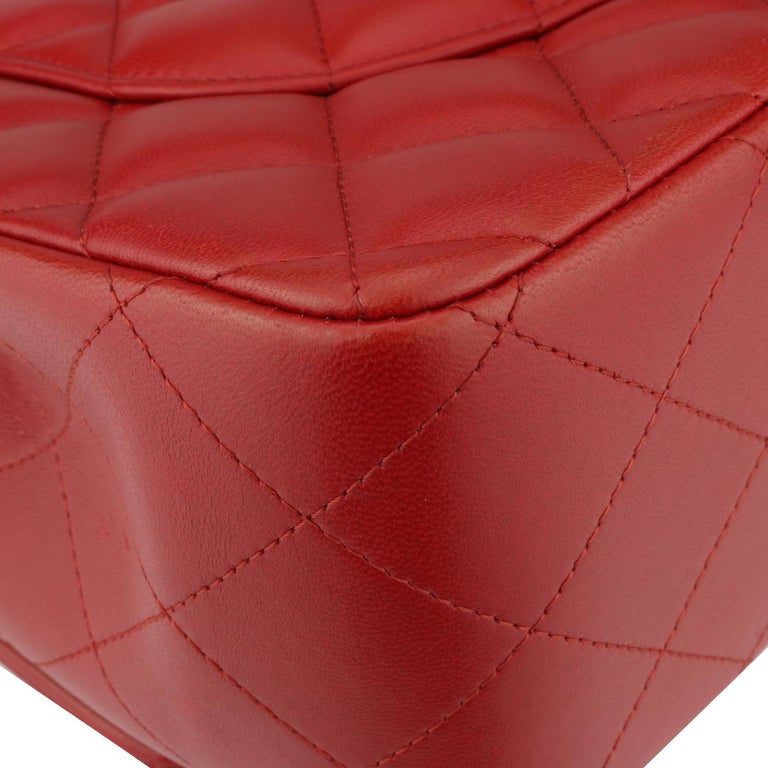 CHANEL Double Flap Jumbo Bag Red Lambskin with Silver Hardware 2013 at ...