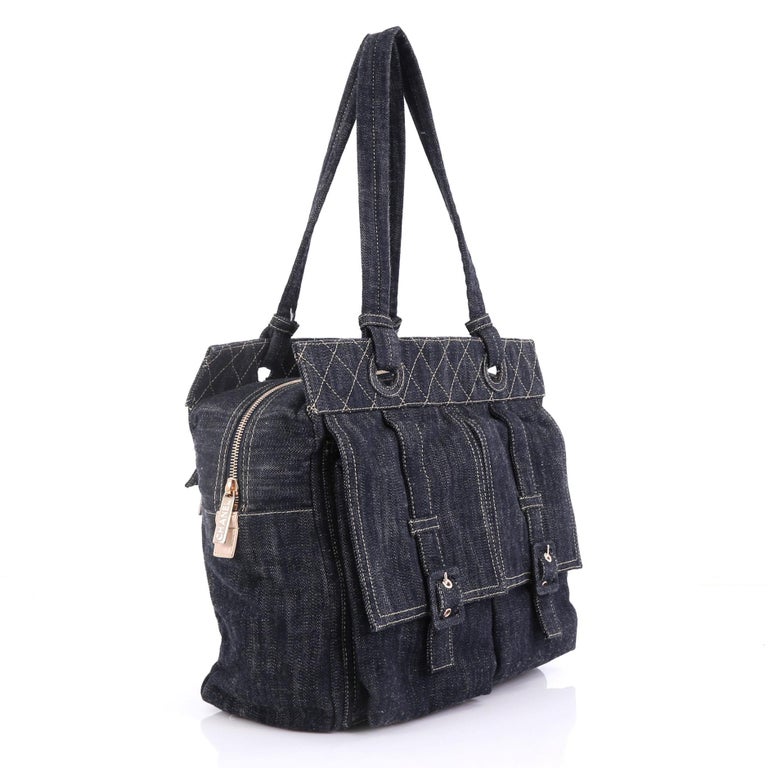 Chanel Double Pocket Shoulder Bag Denim Medium at 1stDibs