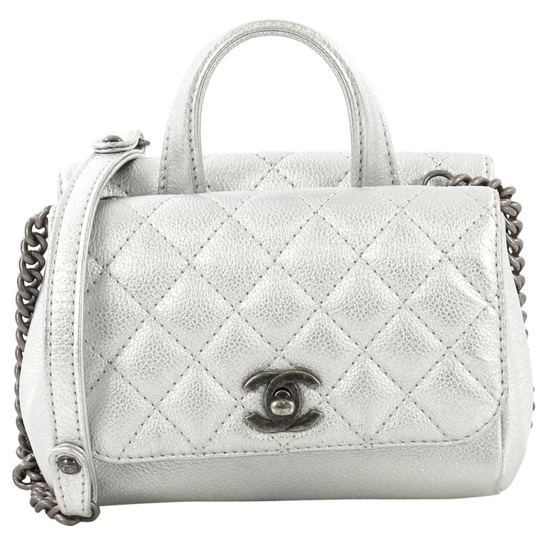 Chanel Double Side Flap Crossbody Bag Quilted Grained Calfskin Mini at ...