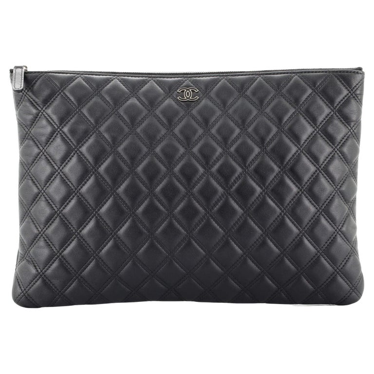 Chanel Double Stitch O Case Clutch Quilted Lambskin Large at 1stDibs ...