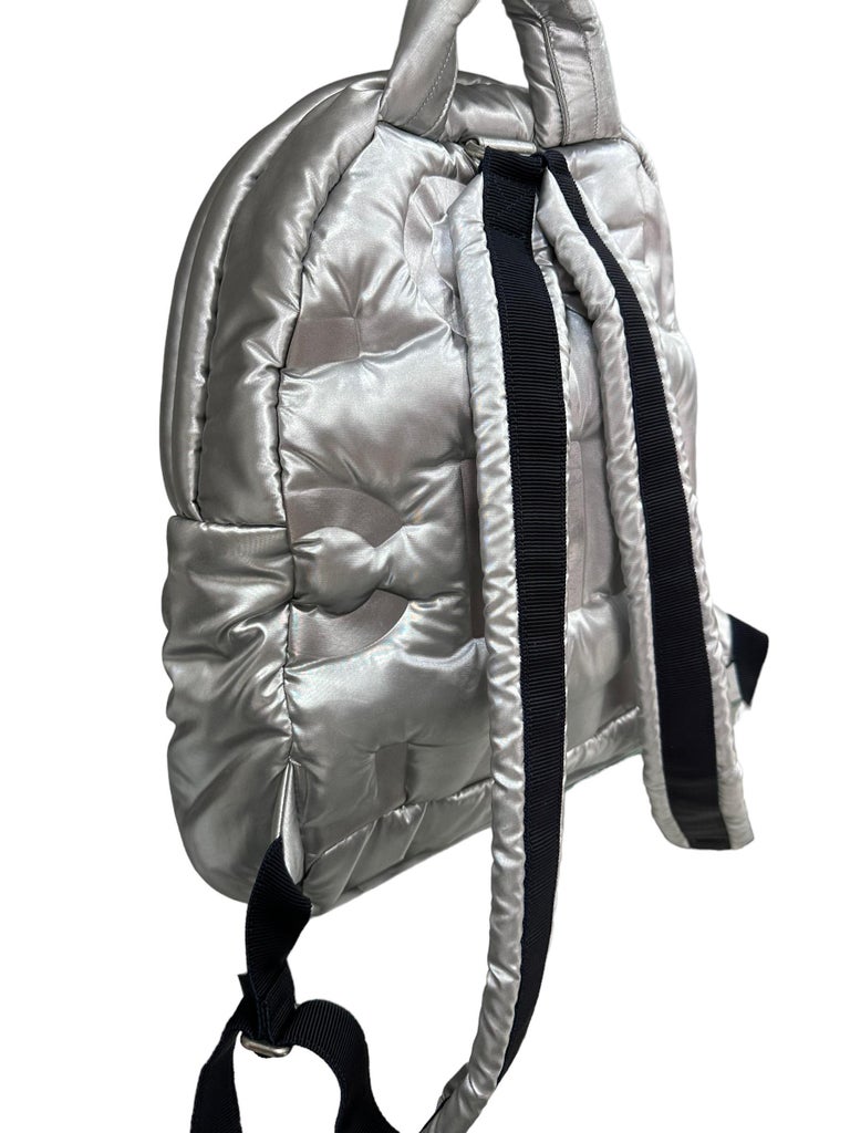 Chanel Doudone Silver Nylon and Fabric Backpack For Sale at 1stDibs
