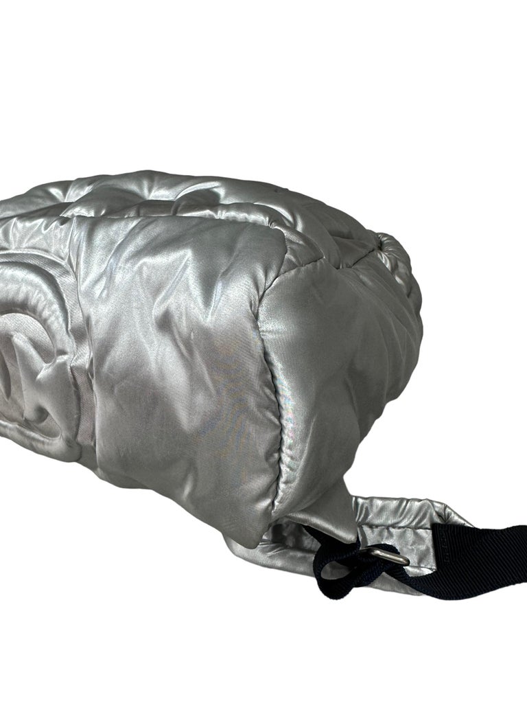 Chanel Doudone Silver Nylon and Fabric Backpack For Sale at 1stDibs