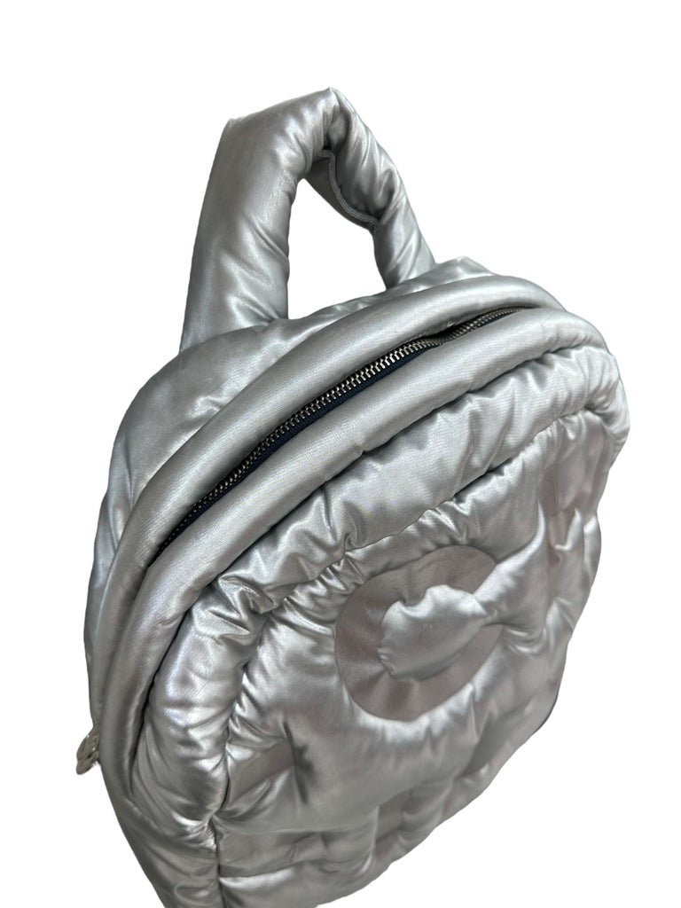 Chanel Doudone Silver Nylon and Fabric Backpack For Sale at 1stDibs