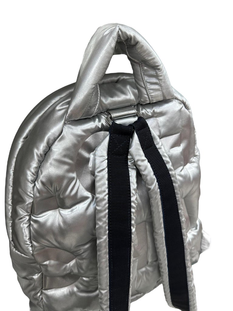 Chanel Doudone Silver Nylon and Fabric Backpack For Sale at 1stDibs