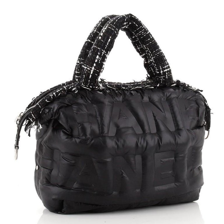 Chanel Doudoune Tote Embossed Nylon with Tweed Large at 1stDibs