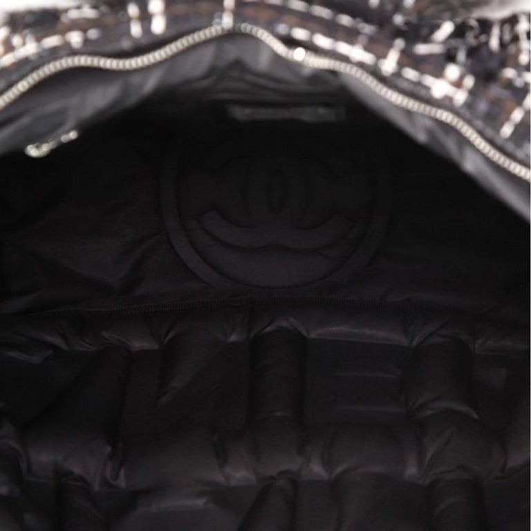 Chanel Doudoune Tote Embossed Nylon with Tweed Large at 1stDibs