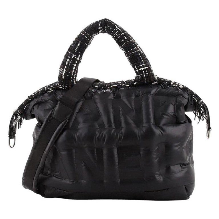Chanel Doudoune Tote Embossed Nylon with Tweed Large at 1stDibs