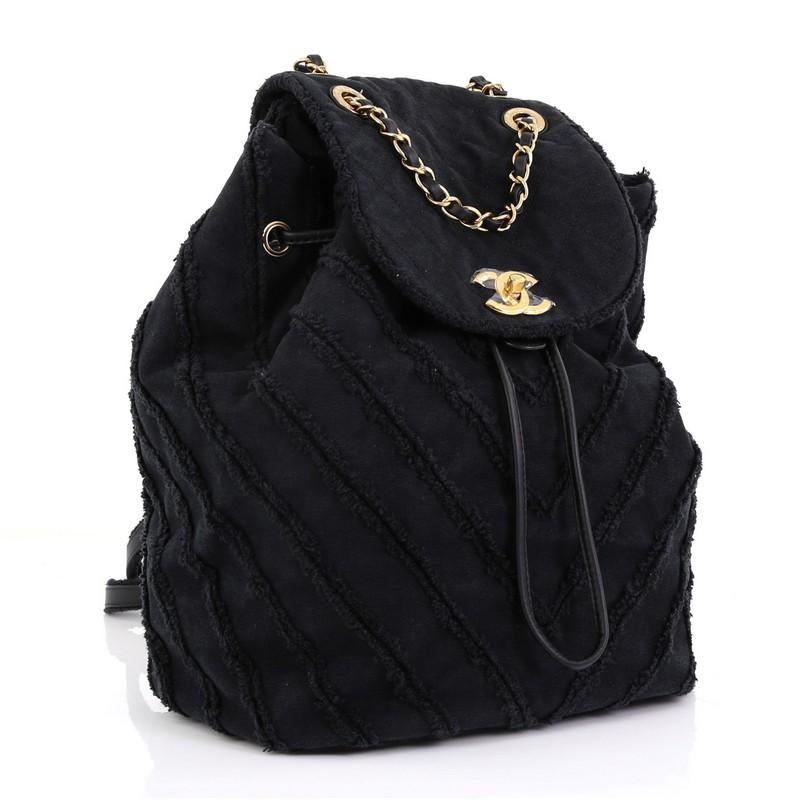 Chanel Drawstring Backpack Chevron Canvas Patchwork Medium at 1stDibs