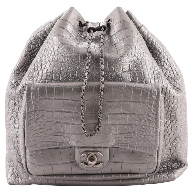 Chanel Drawstring Backpack Crocodile Embossed Calfskin Large For Sale ...