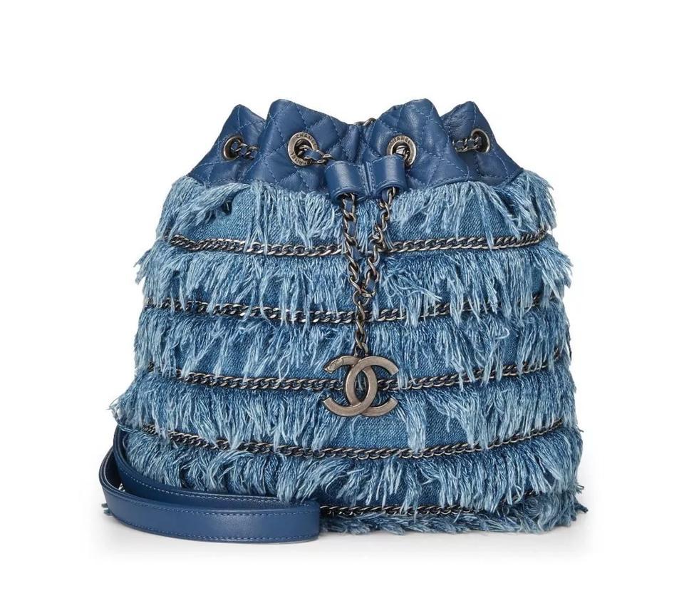Chanel Drawstring Bucket Cruise 2015 Tweed Fringe and Lambskin Mini ...