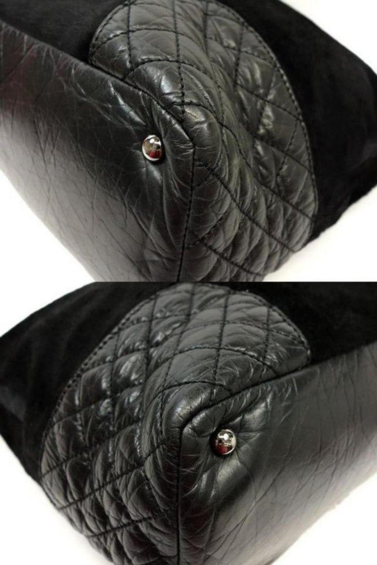 Chanel Drawstring Quilted Ponyhair Chain Tote 225066 Black Leather ...