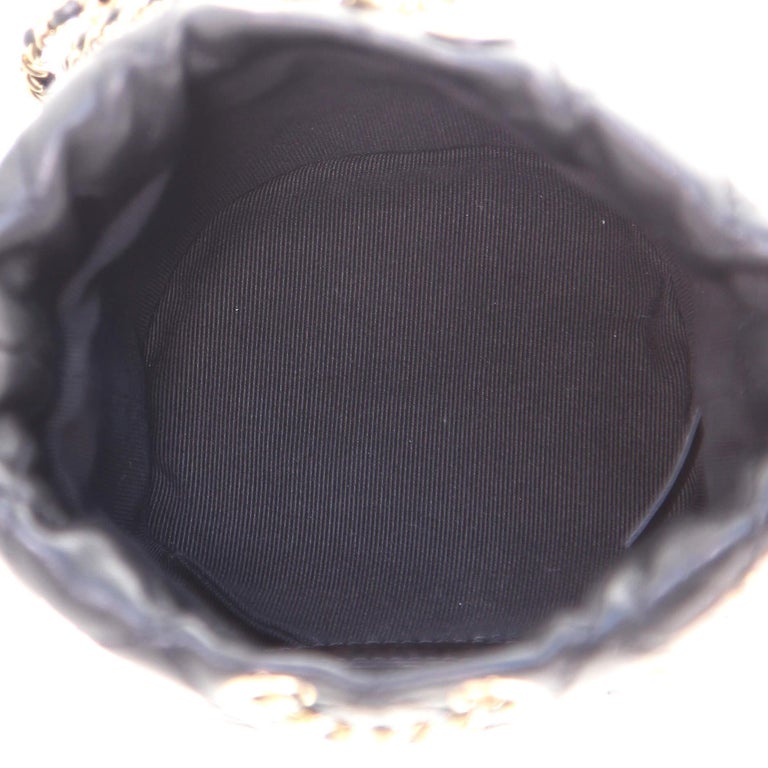 Chanel Drawstring Round Bucket Bag Pearl Embellished Quilted Lambskin ...