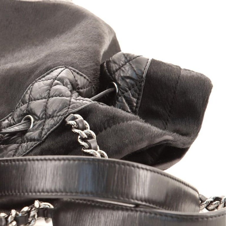 Chanel Drawstring Tote Quilted Calfskin and Pony Hair Medium at 1stDibs