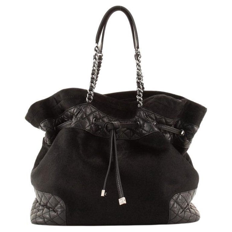 Chanel Drawstring Tote Quilted Calfskin and Pony Hair Medium at 1stDibs