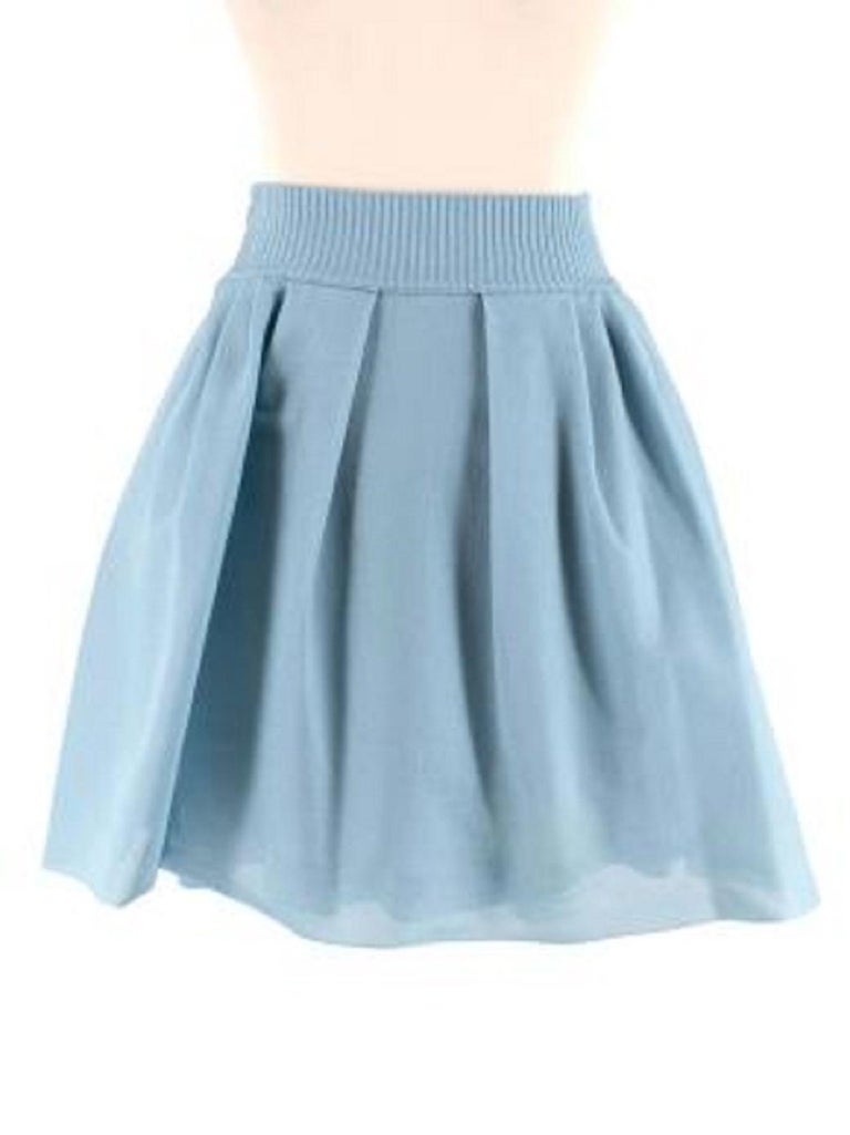 Chanel Duck Egg Lurex Pleated Skater Skirt For Sale at 1stDibs