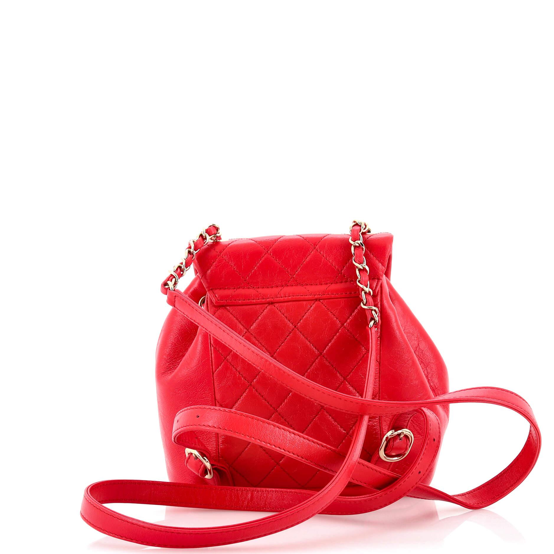 Chanel Duma Drawstring Backpack Quilted Shiny Aged Calfskin Small For ...