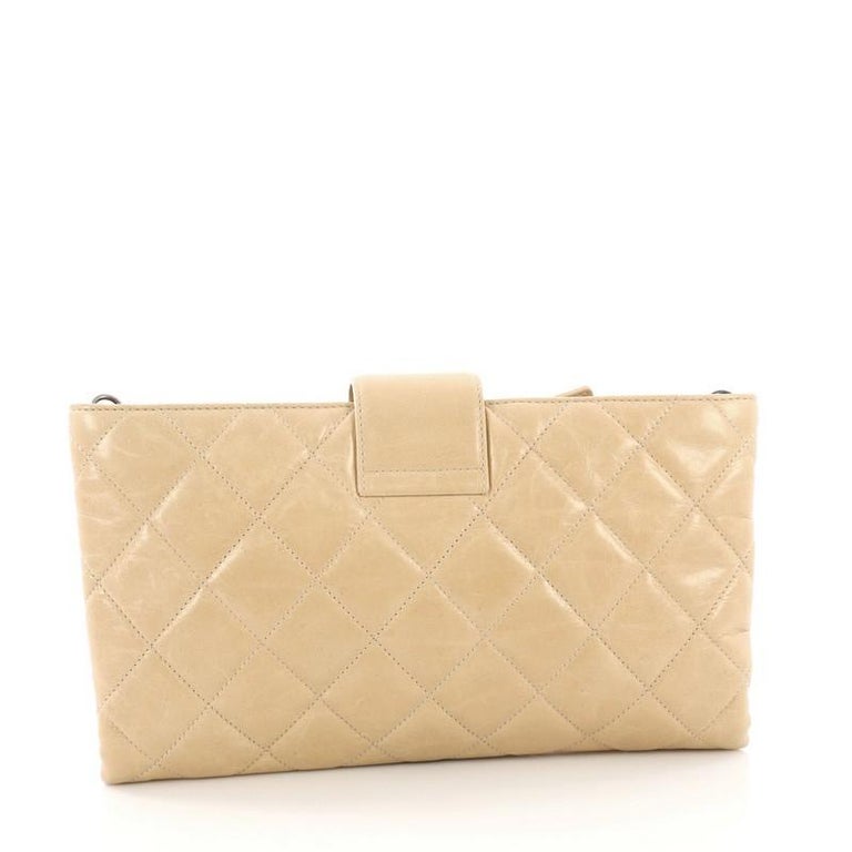 Chanel Duo Color Chain Clutch Quilted Glazed Calfskin at 1stDibs