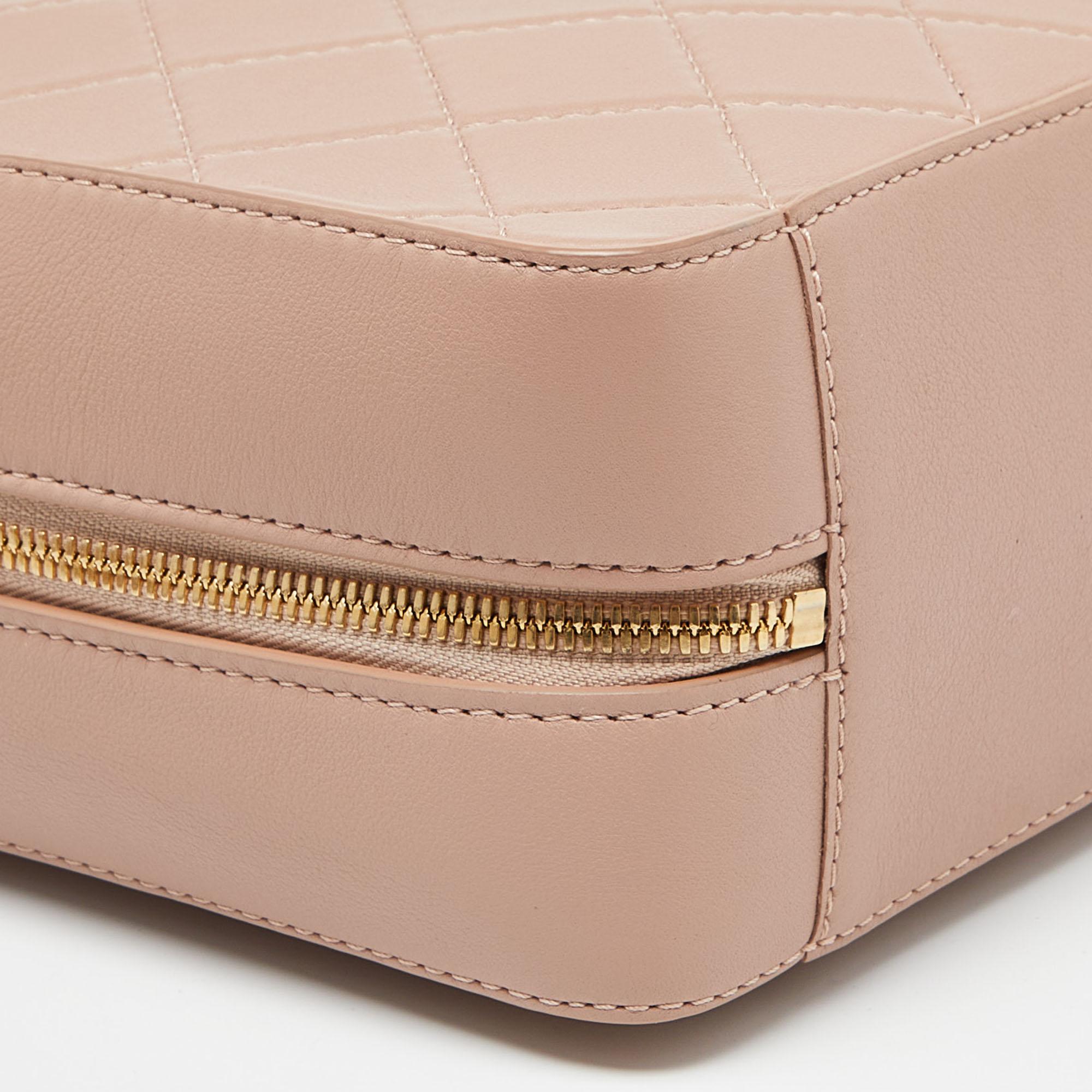 Chanel Dusty Pink Quilted Leather Travel Kit Vanity Case Bag For Sale ...