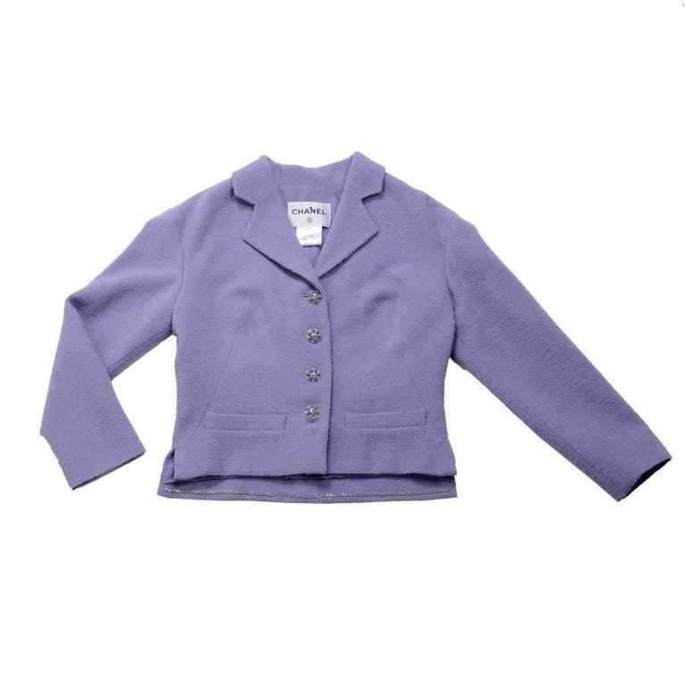 Chanel Eden-Roc Cruise Collection Purple Wool Jacket For Sale at 1stDibs