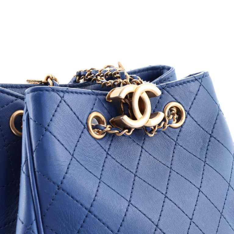Chanel Egyptian Amulet Drawstring Bucket Bag Stitched Calfskin Small at ...