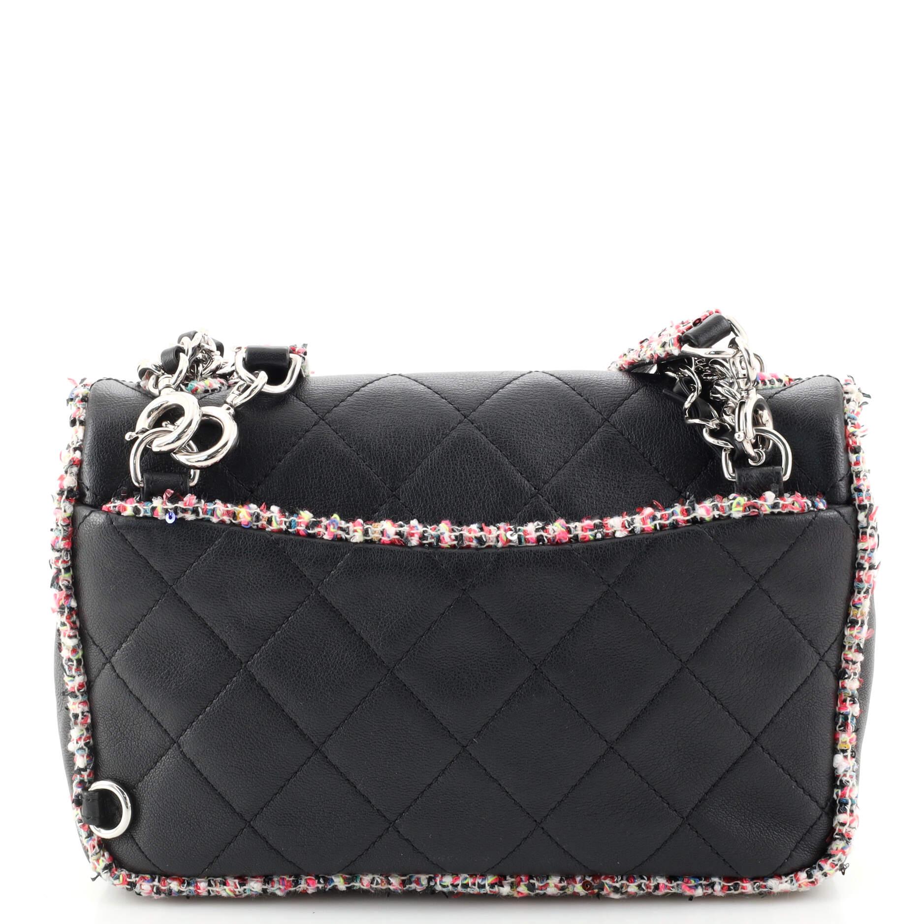 Chanel Elegant Trim Single Flap Bag Quilted Lambskin with Tweed For ...