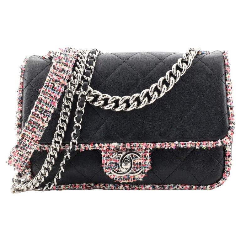 Chanel Elegant Trim Single Flap Bag Quilted Lambskin with Tweed For ...