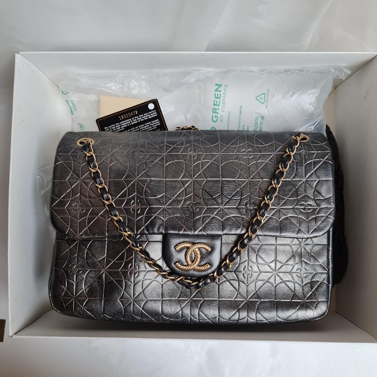 Chanel Embossed Jumbo Flap Bag For Sale at 1stDibs