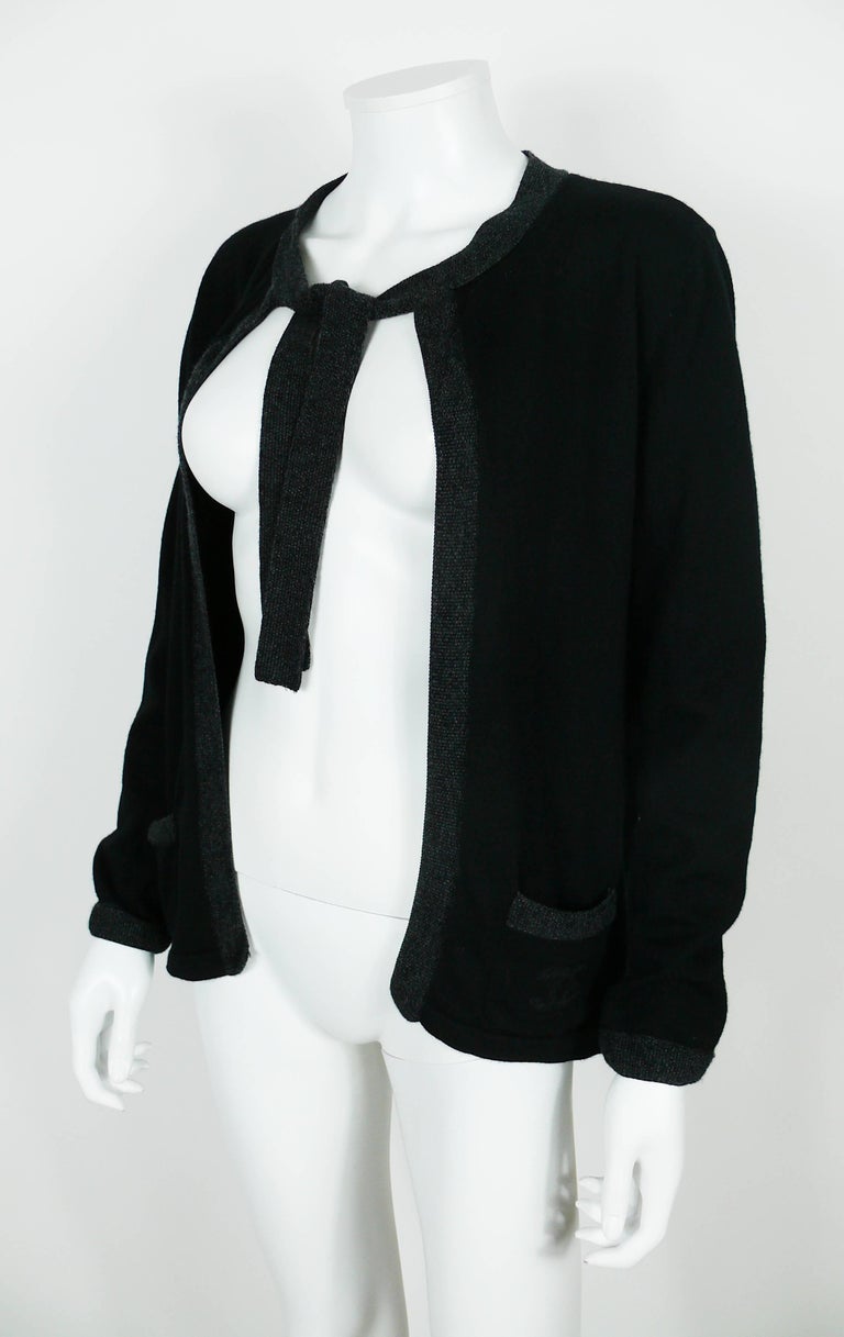 Chanel Employee Uniform Black Wool Cardigan with CC Logo Size M at ...