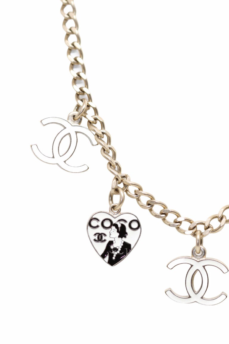 Chanel Enamel Heart and CC Charms Dangle Necklace at 1stDibs