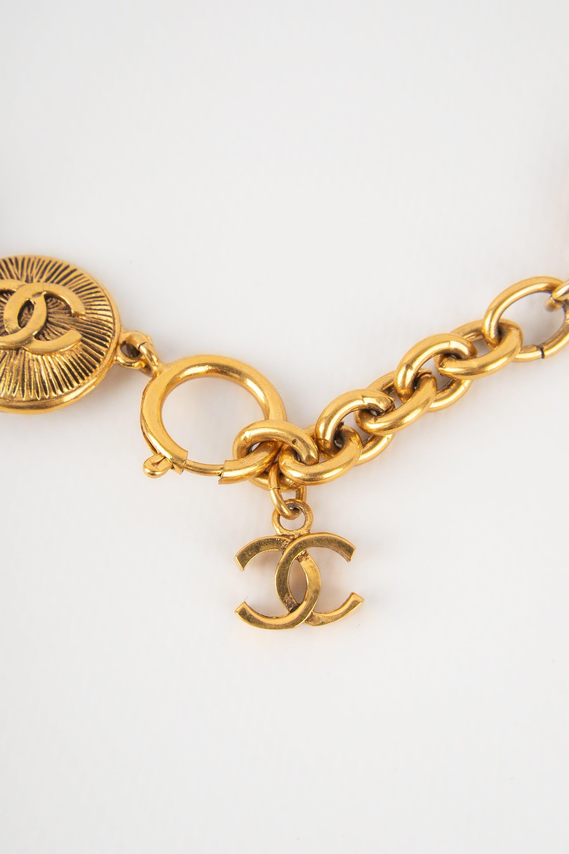 Chanel Engraved Short Necklace, 1980s For Sale at 1stDibs