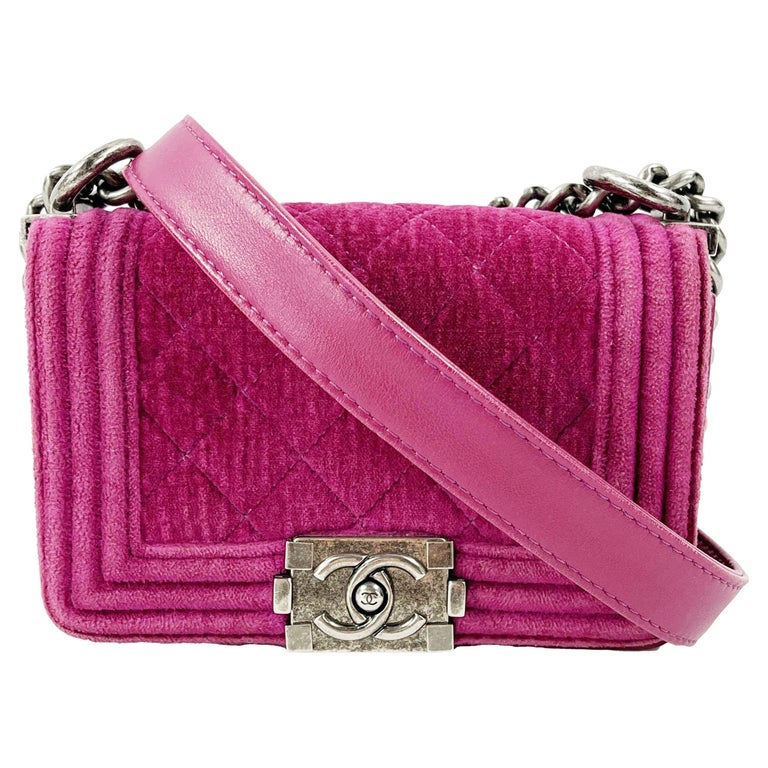 CHANEL - Excellent - Mini Boy Shoulder Crossbody Velvet Leather - Pink ...