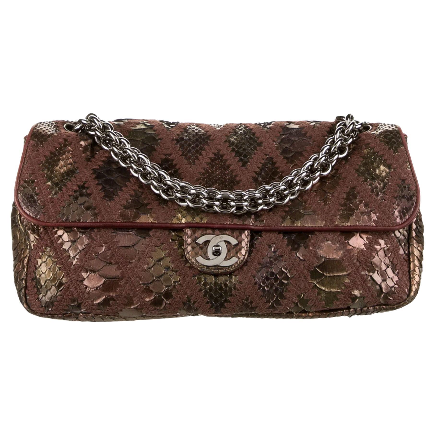 Chanel Exotic Python Metallic Bronze Hobo Tote For Sale at 1stDibs