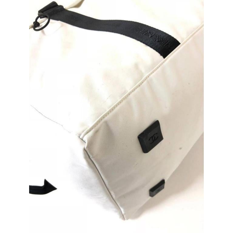 Chanel Extra Large Cc Sports Logo Boston Duffle 232511 White Nylon ...
